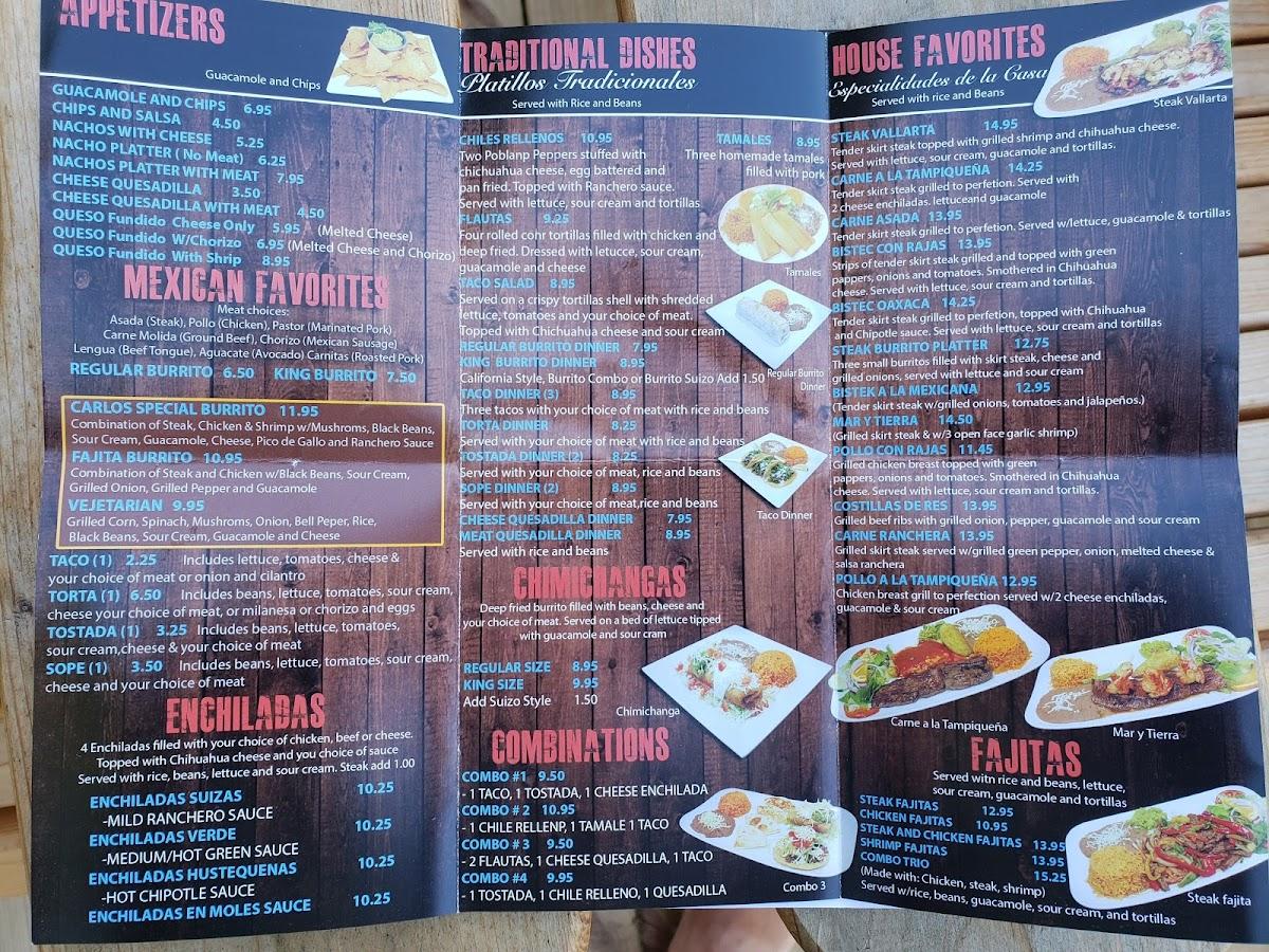 Menu at Carlos River Cafe, Crystal Lake