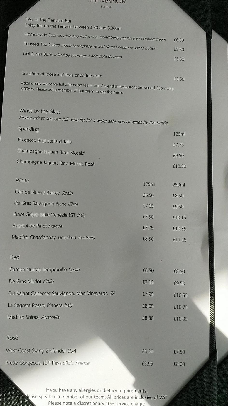 Menu at Cavendish Restaurant at, Elstree, Edgwarebury Ln