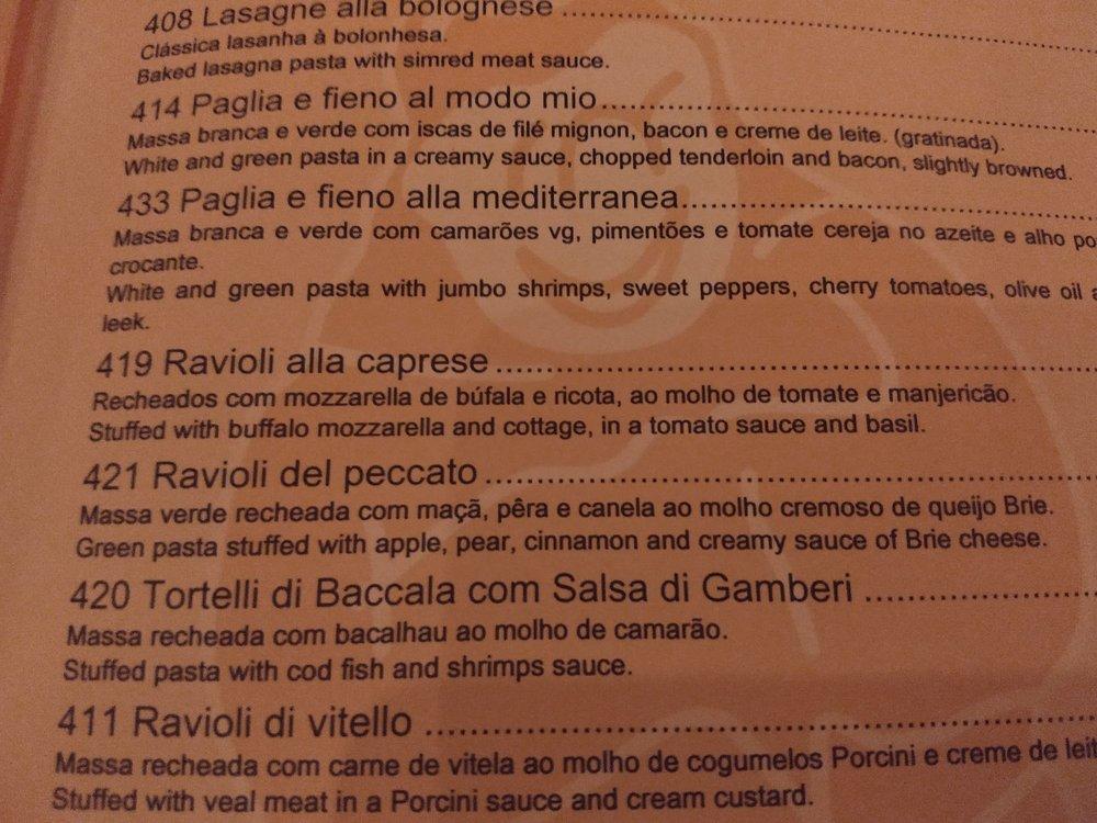 Menu em Fratelli restaurante, Rio de Janeiro, Av. Lúcio Costa