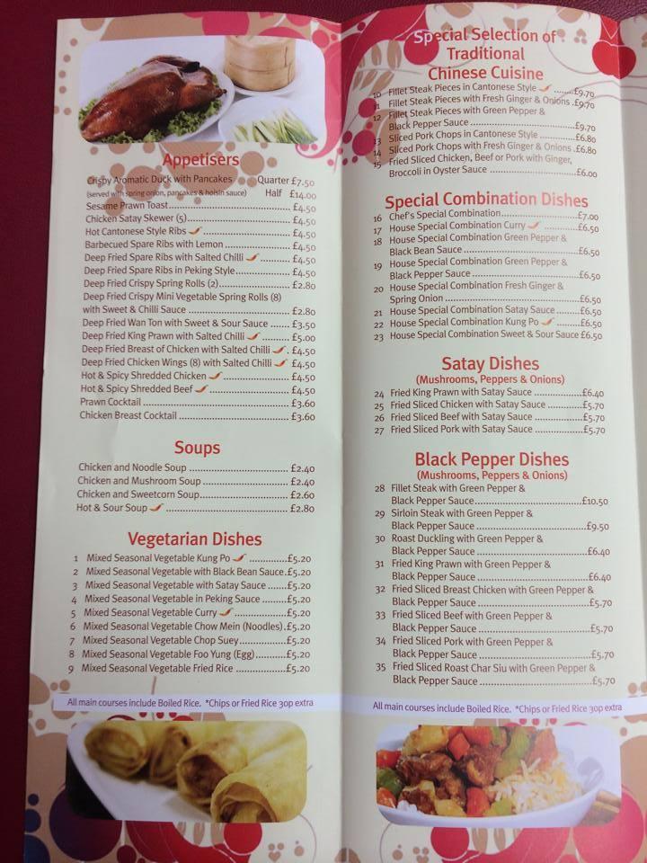 Menu at Golden Treasure Portadown fast food, Craigavon, 23 Gilford Rd