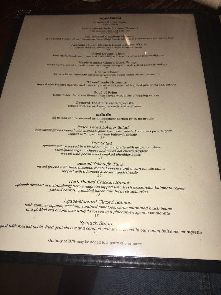 Menu at Home restaurant, Branford, Main St
