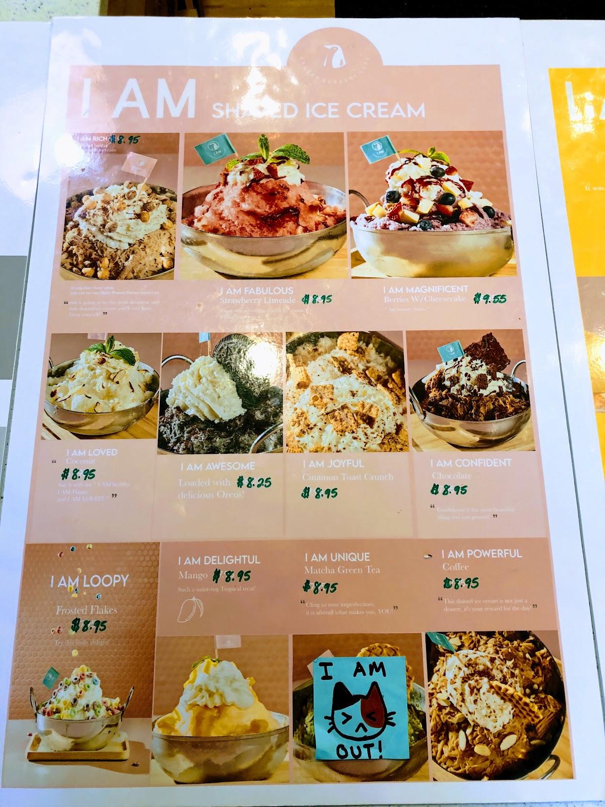 Menu at I Am Frozen Dessert Cafe, Overland Park