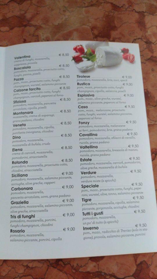 Carta de Pizzeria la Rotonda, Mirano