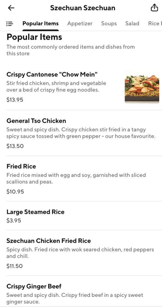 Menu at Szechuan Szechuan restaurant, Vaughan, 1 Bass Pro Mills Dr