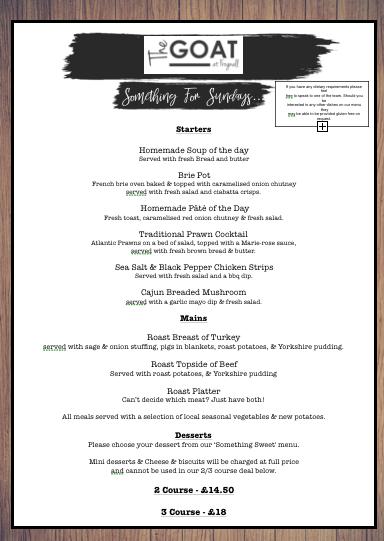 Menu at The Goat pub & bar, Peterborough