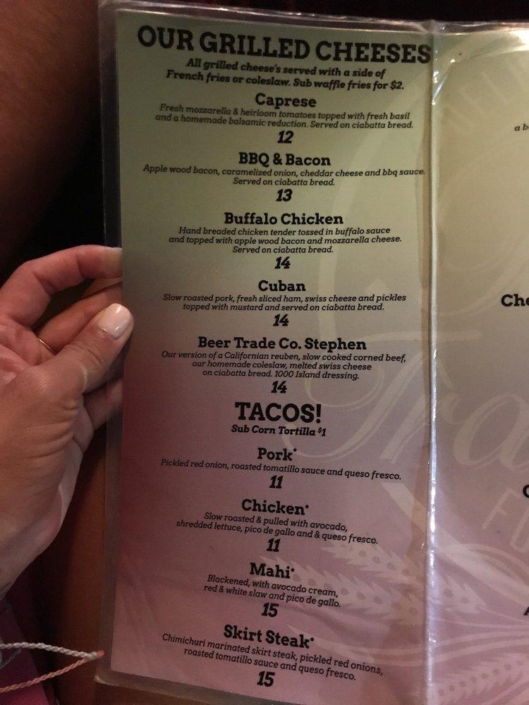 Menu at Beer Trade Co pub & bar, Delray Beach
