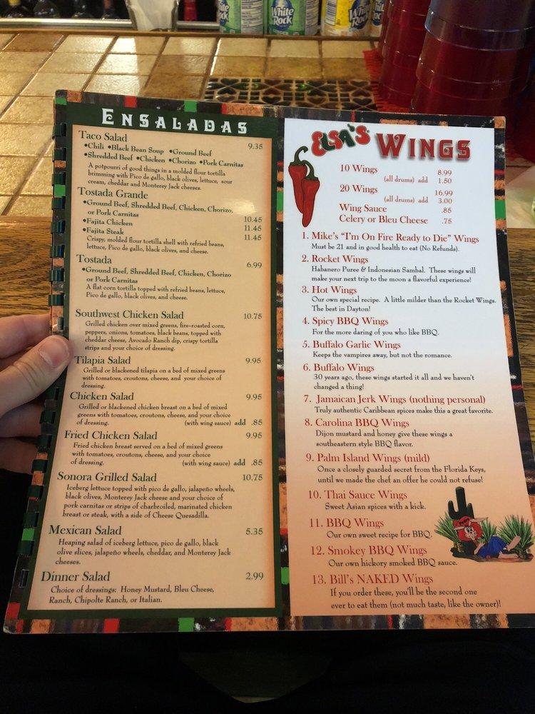 Menu at Elsa's Mexican Restaurant, Dayton, Far Hills Ave