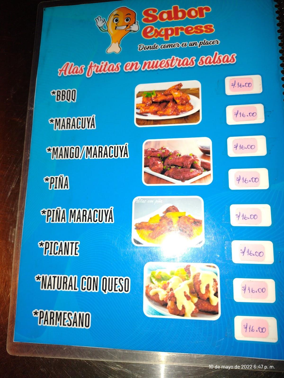 Carta de Sabor express restaurante de comida rápida, San Juan de Lurigancho
