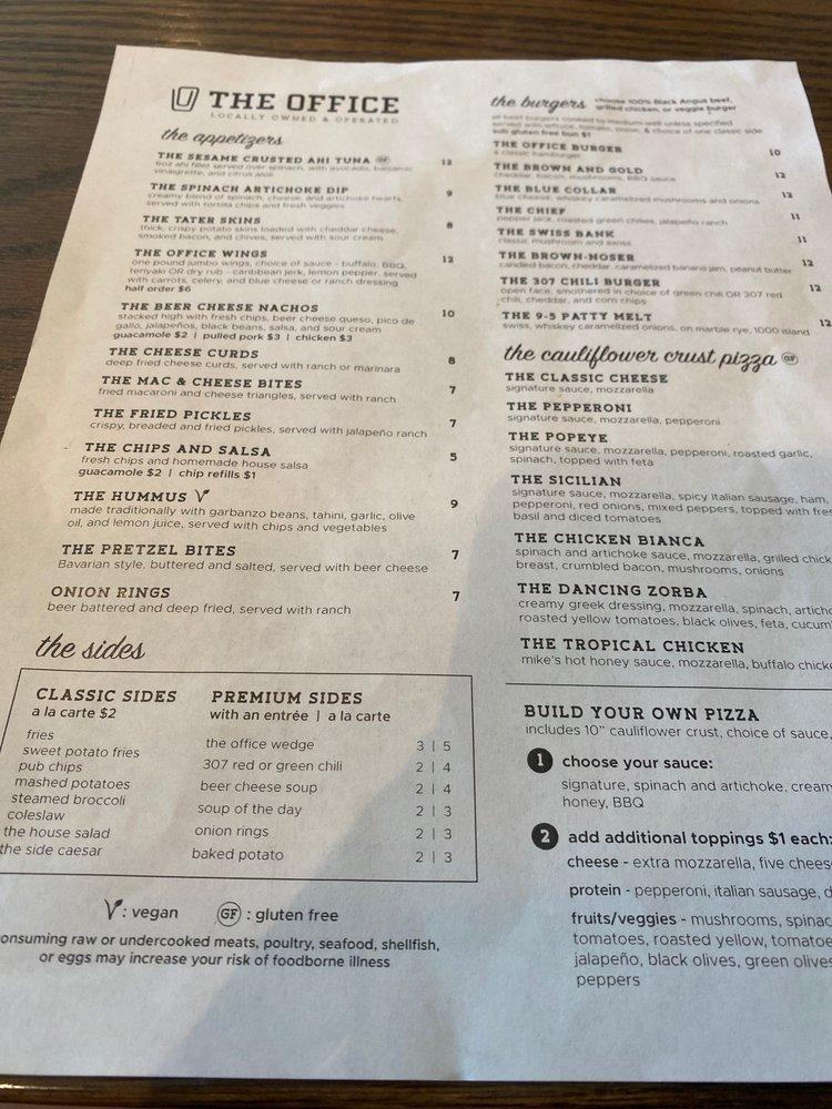 Menu at The Office Bar and Grill, Cheyenne