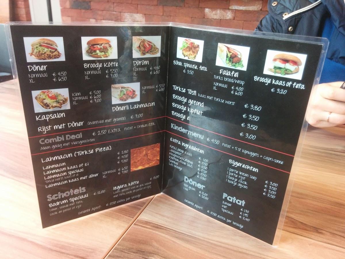 Menu at Bodrum Döner Kebap Huis, Alkmaar
