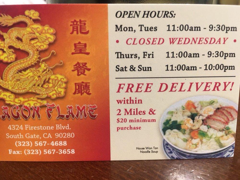Menu at Dragon Flame BBQ, South Gate