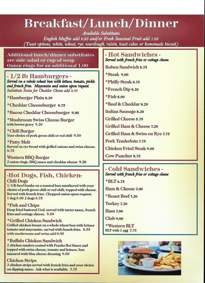 Menu at Hidden Cafe, Longmont