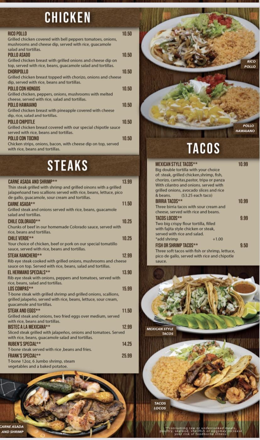 Menu at LOS HERMANOS MEXICAN GRILL #3 restaurant, Hohenwald, 36 E Main St