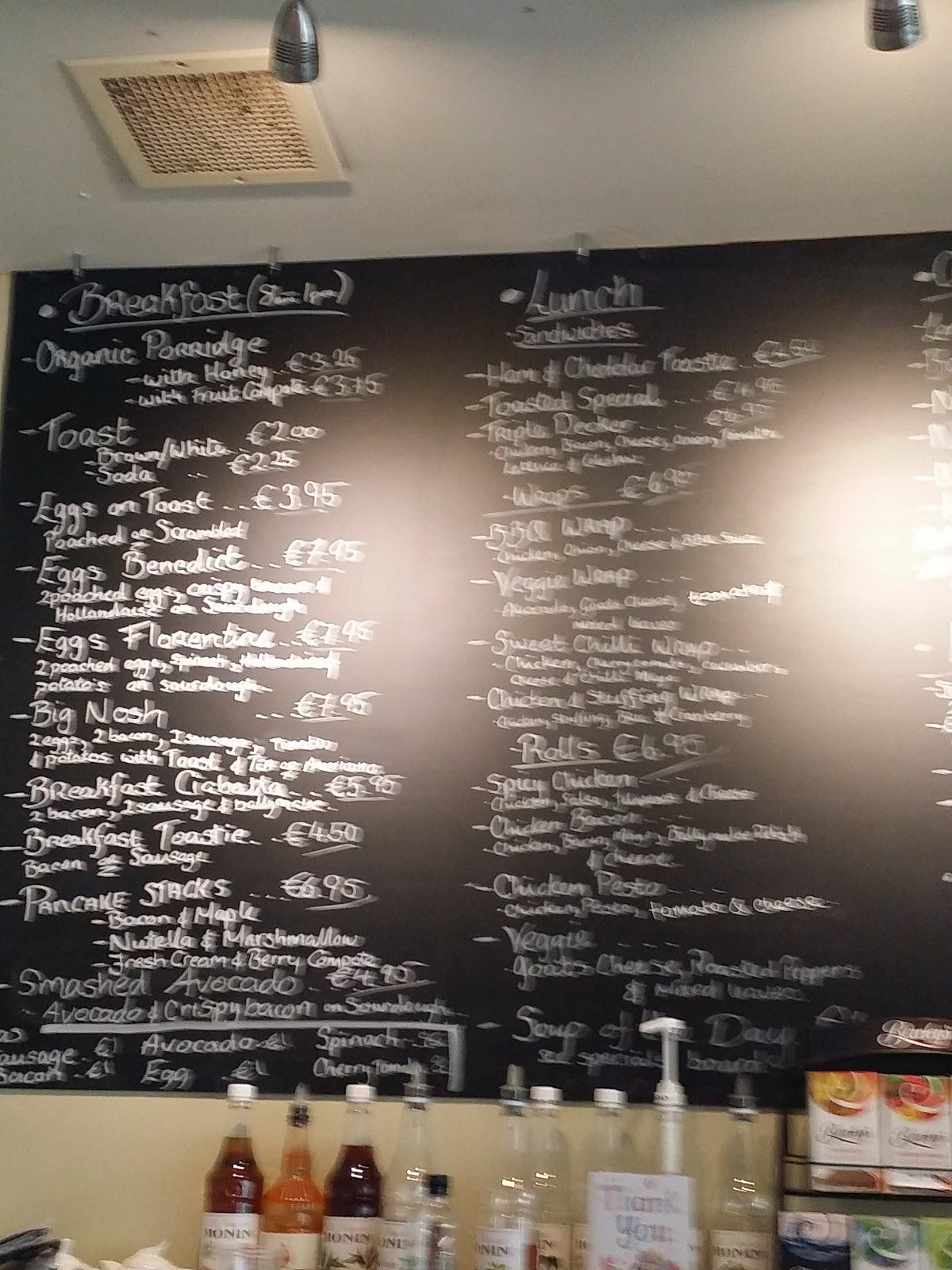 Menu at Nosh cafe, Ballincollig