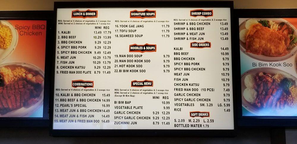 Menu at Pearls Korean BBQ, Ewa Beach, 91-1123 Keaunui Dr