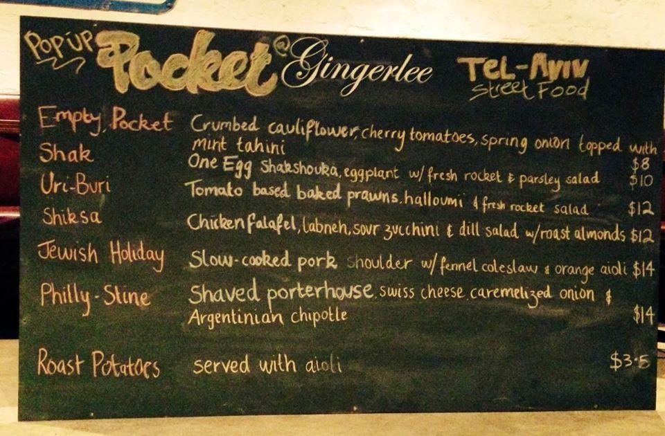 Menu at Pop up Pocket restaurant, Brunswick East