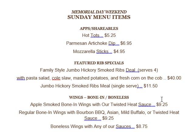 Menu at Twisted Rail Tavern pub & bar, Honesdale