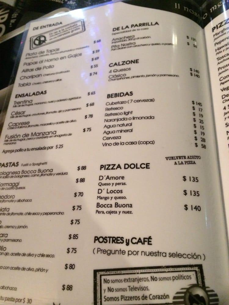 Carta del restaurante Bocca Buona Viva La Pizza De Verdad, Ciudad del ...