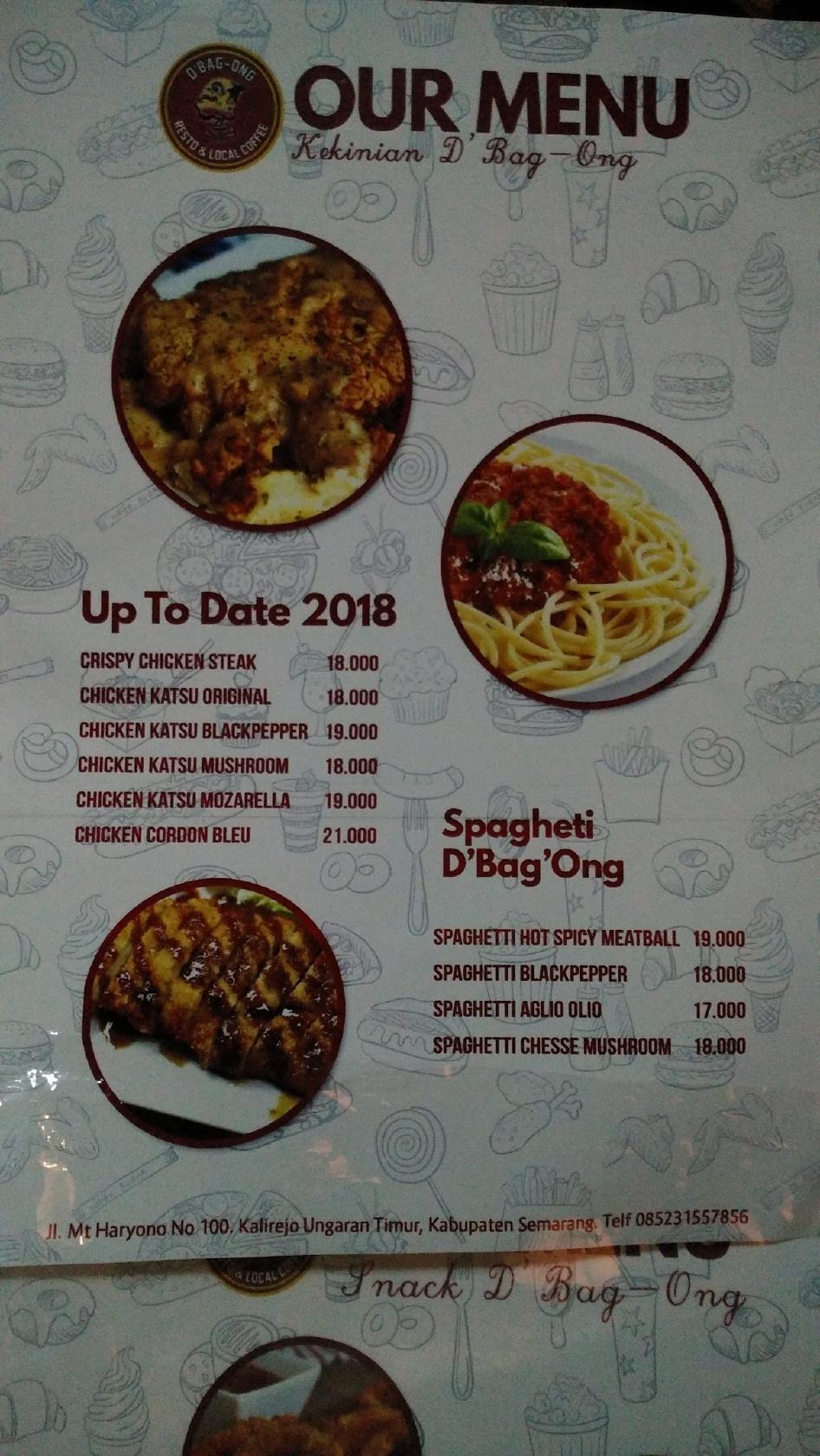 Menu at D'BAG-ONG RESTO & LOCAL COFFEE restaurant, Semarang, Dibalik ...