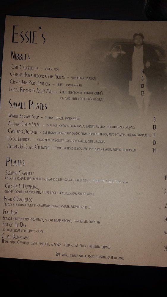 Menu at Essie's Restaurant, Poughkeepsie