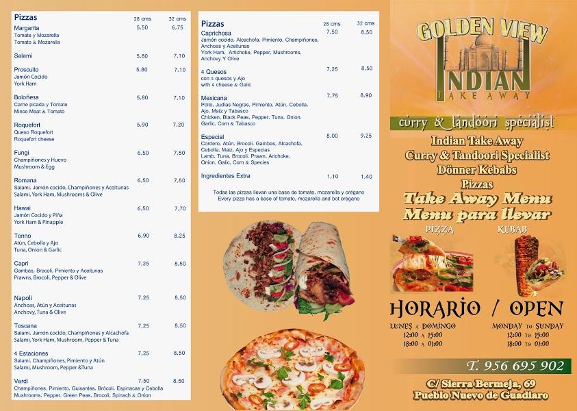 Menu at Golden View restaurant, Pueblo Nuevo