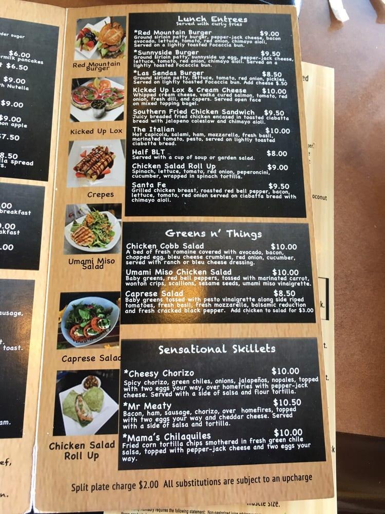 Menu at Sunnyside Breakfast Lounge pub & bar, Mesa