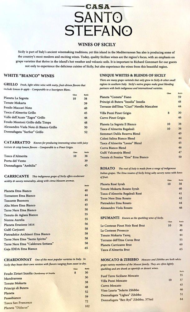 Menu at Casa Santo Stefano pub & bar, Tampa