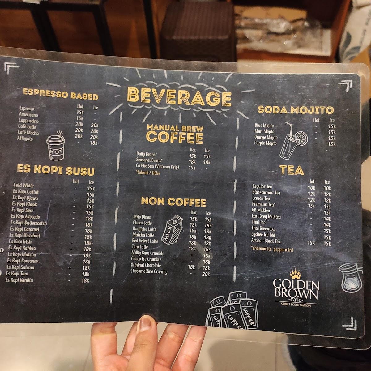 Menu at Golden Brown Cafe, Semarang