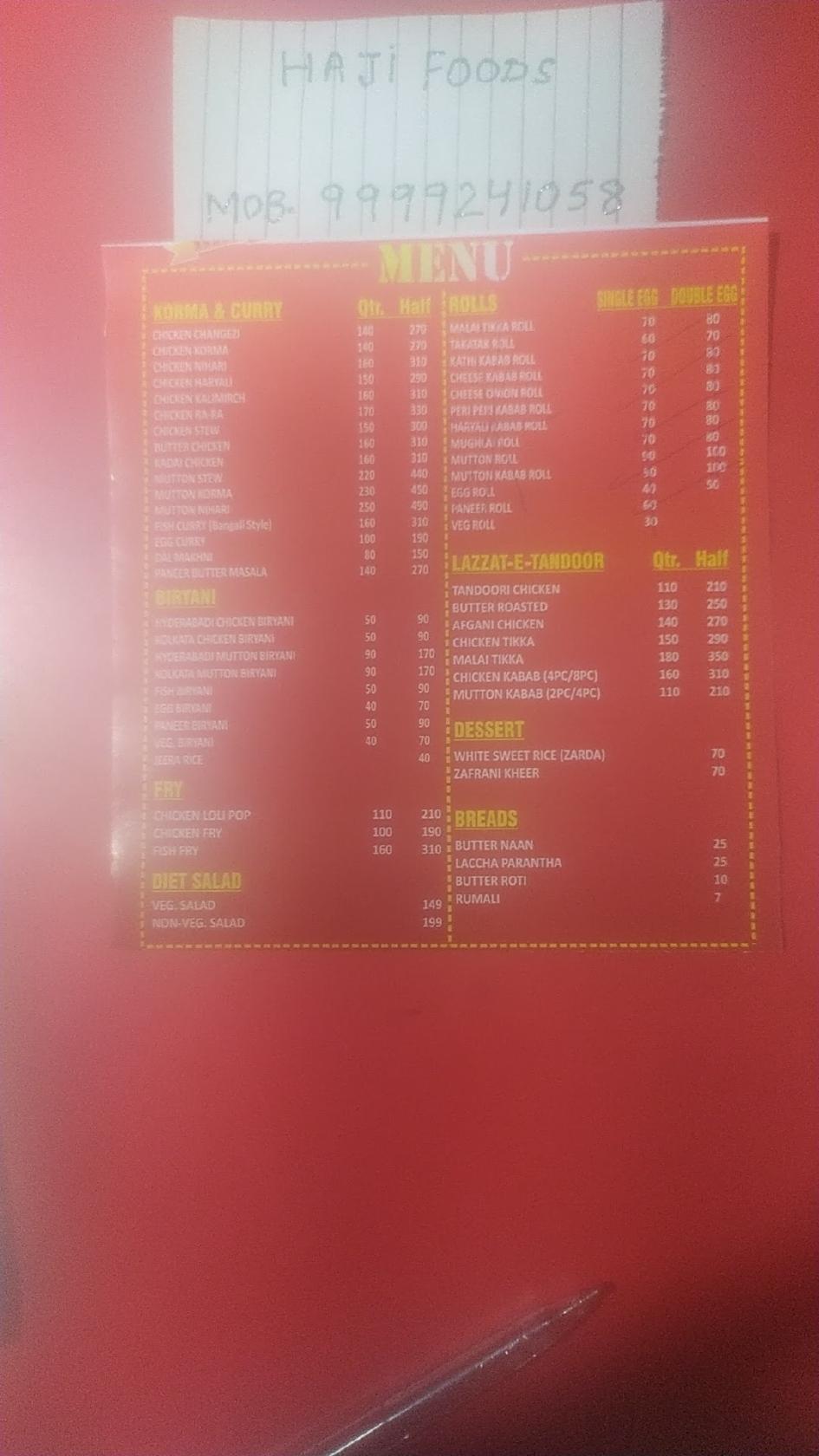 Menu at HAJI CHICKEN POINT, New Delhi, Madhu Vihar Rd