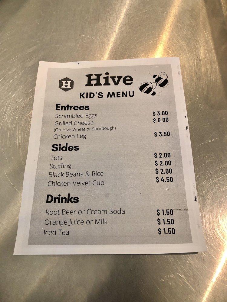Menu at Hive restaurant, Bloomington