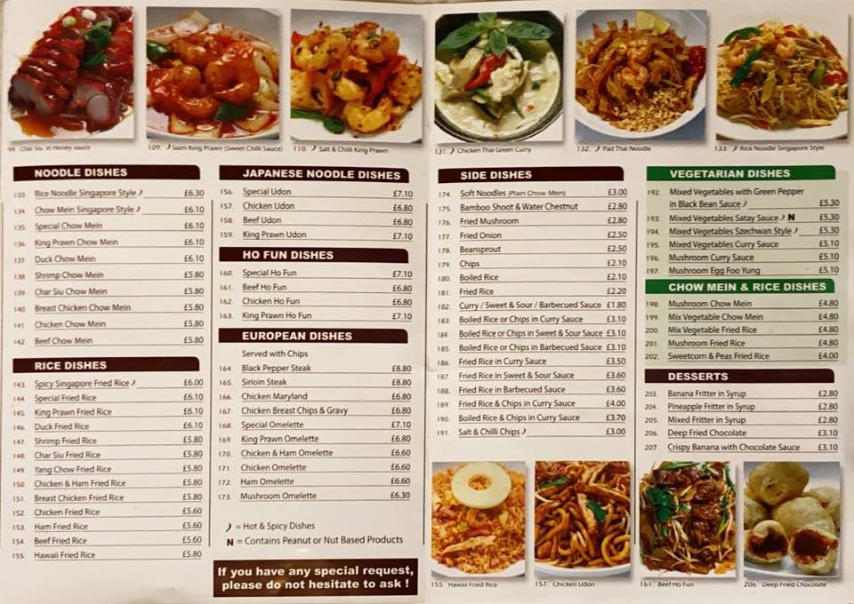 Carta del restaurante Ho's Kitchen Whitburn, Reino Unido