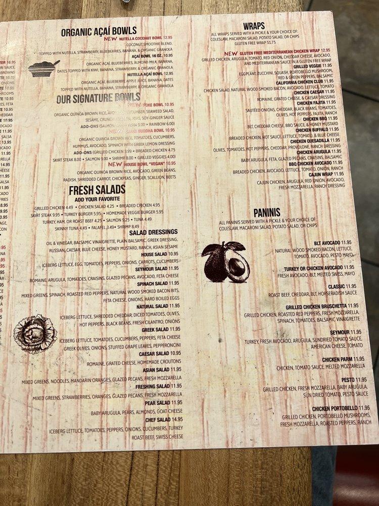 Menu at Seymours Cafe, Livingston, 567 S Livingston Ave