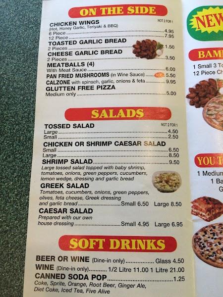 Menu at Andiamo's Pizza And Pasta House pizzeria, Maple Ridge