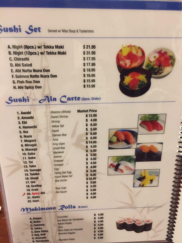 Menu at Kikuya Restaurant, Honolulu, 1315 N King St