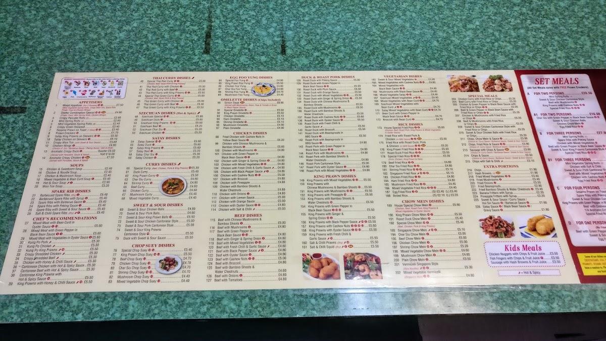 Menu at Shanghai fast food, Oakham