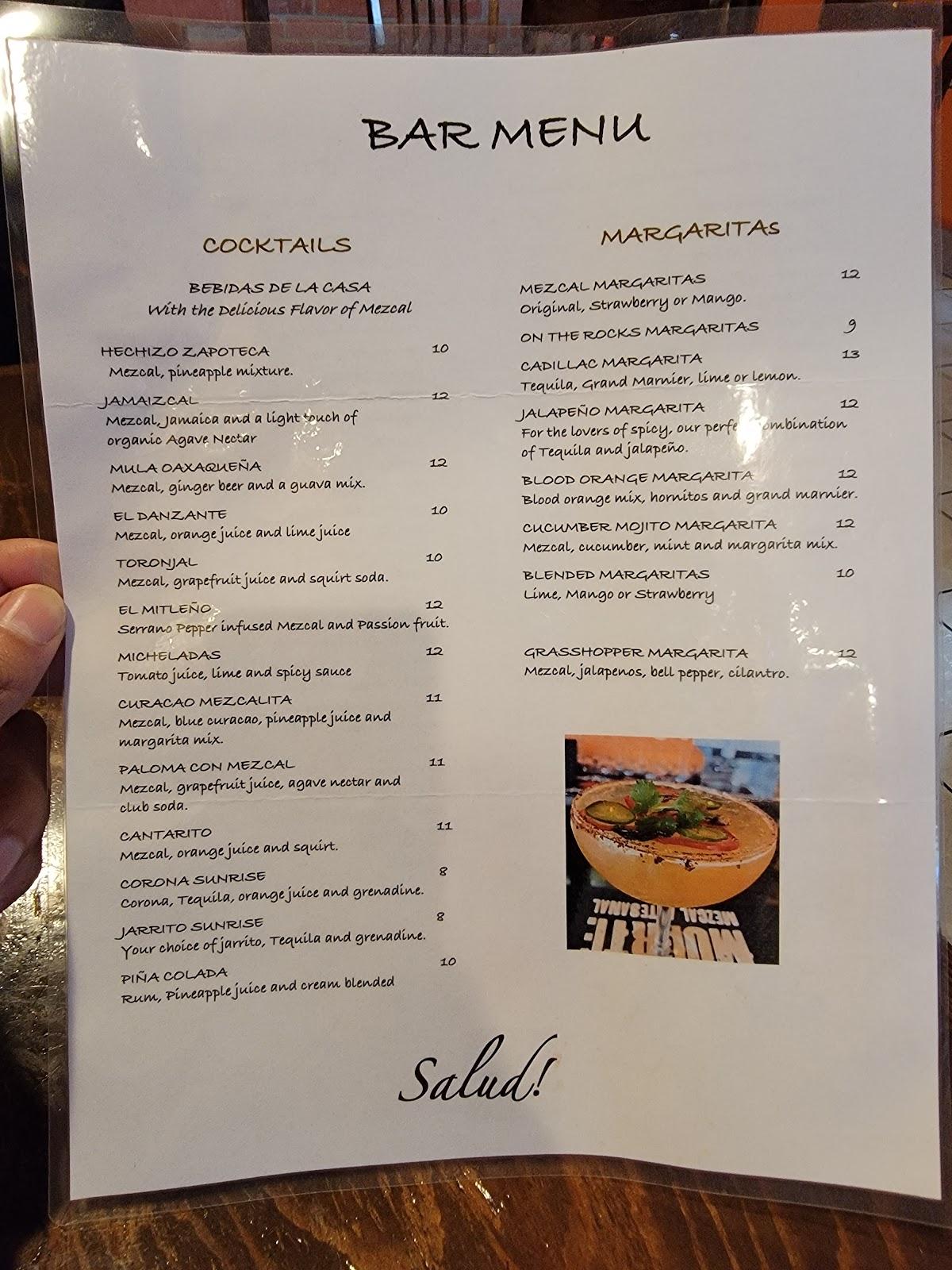 Carta del pub y bar Casa Oaxaca, Edmonds