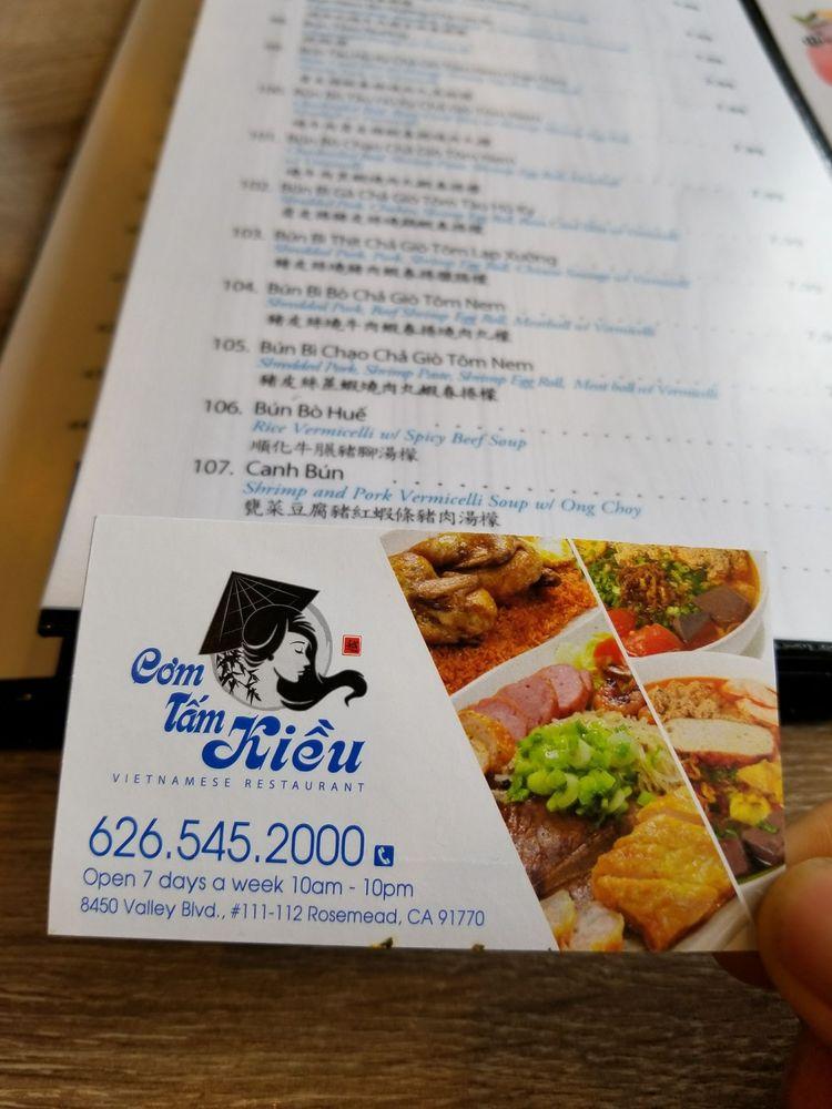 Menu at Com Tam Kieu (Cơm Tấm Kiều) restaurant, Rosemead, Valley Blvd ...