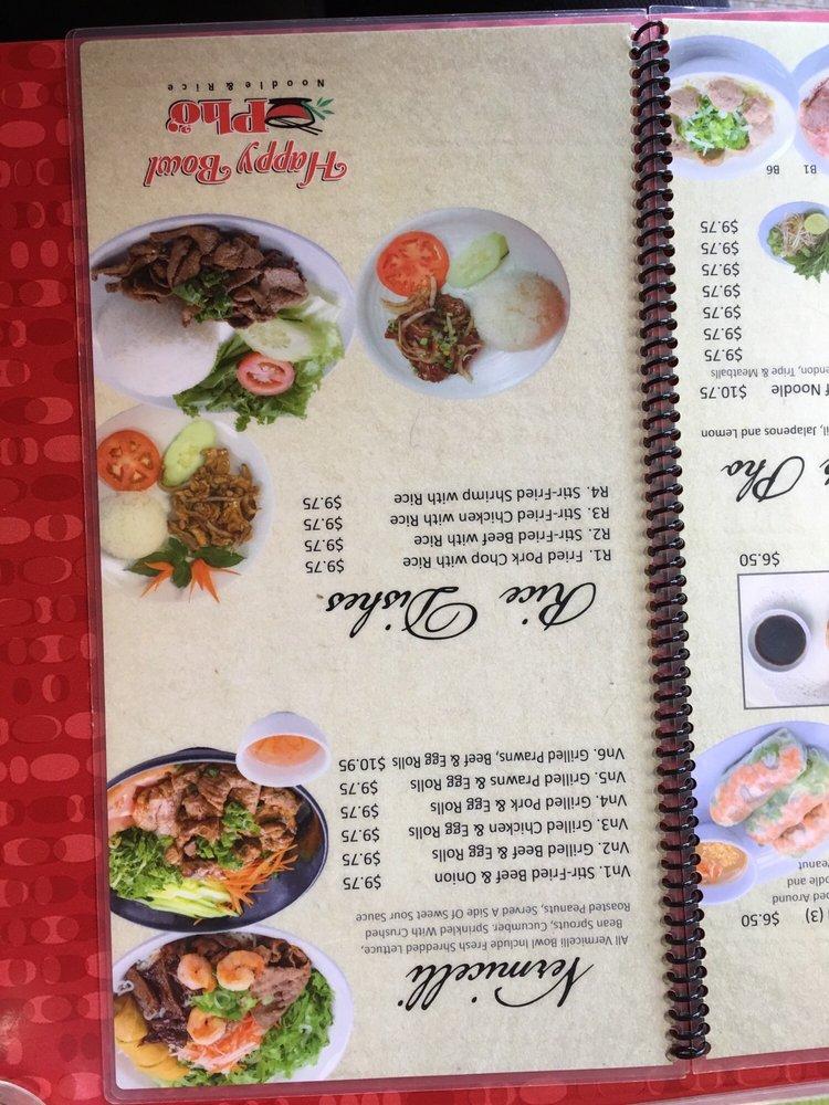 Menu at Happy Bowl Restaurant, Ashland, Siskiyou Blvd #2304