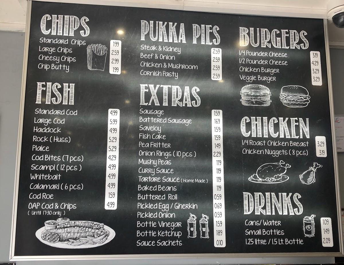 Menu at Kingfish restaurant, Farnham