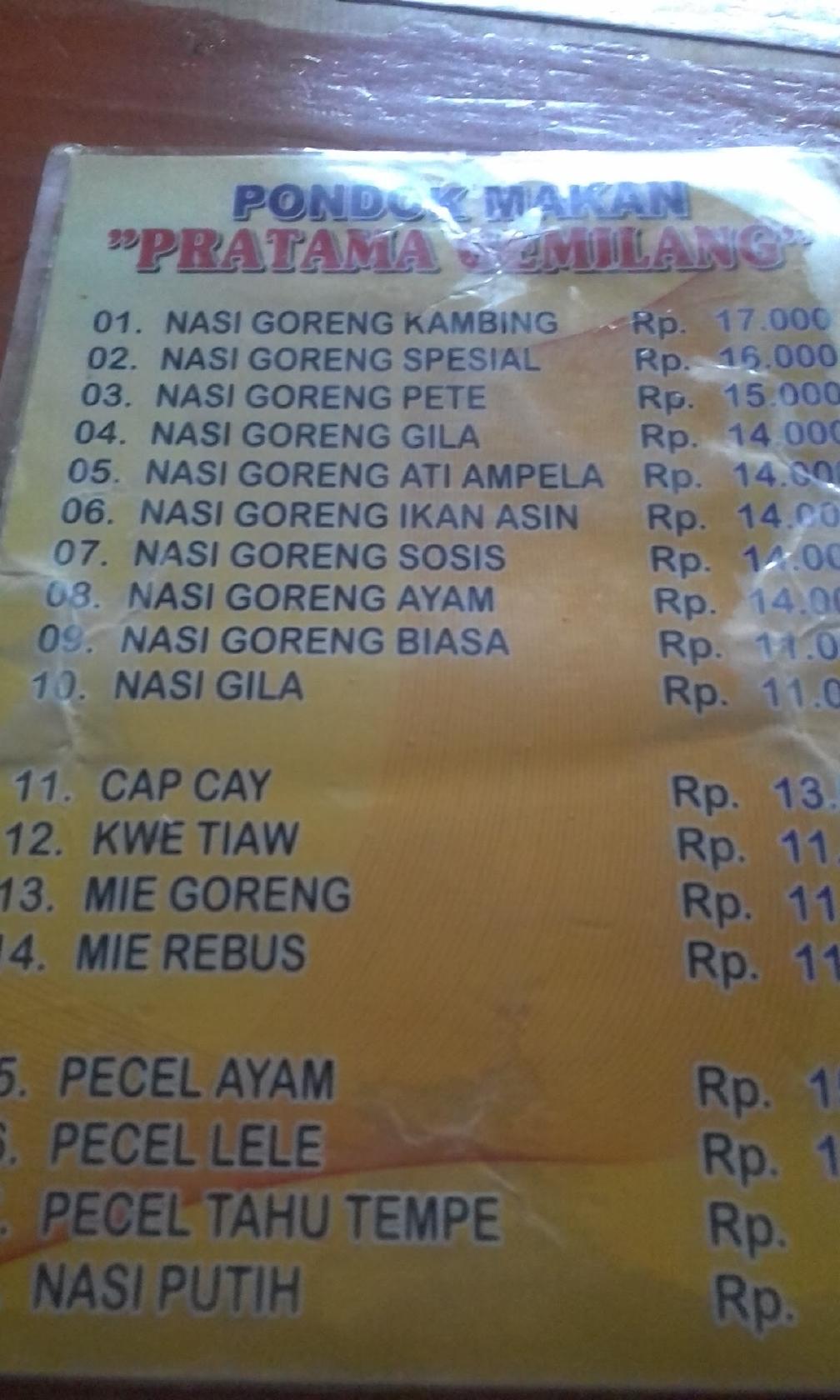 Menu at PONDOK MAKAN PRATAMA GEMILANG restaurant, Bekasi Regency