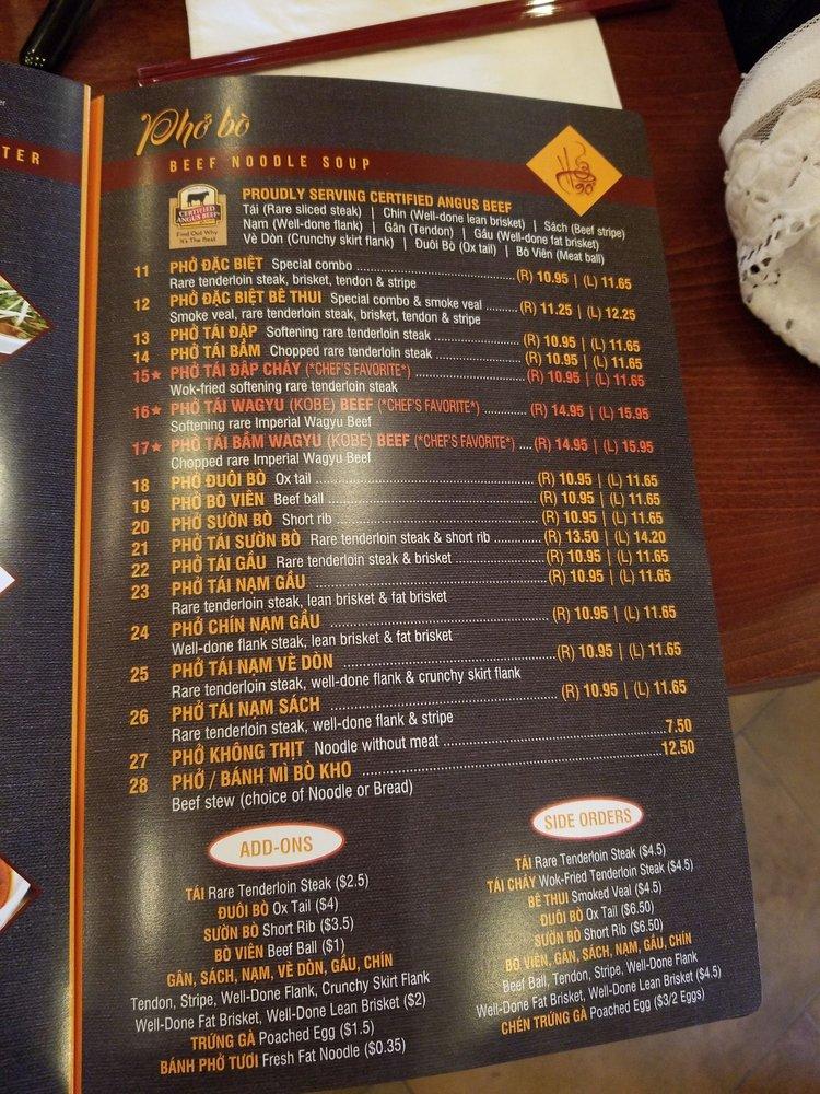 Menu at Pho 90 Degree - Milpitas restaurant, Milpitas