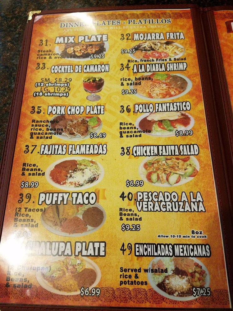 Carta del restaurante Bandera Jalisco, San Antonio, Bandera Rd