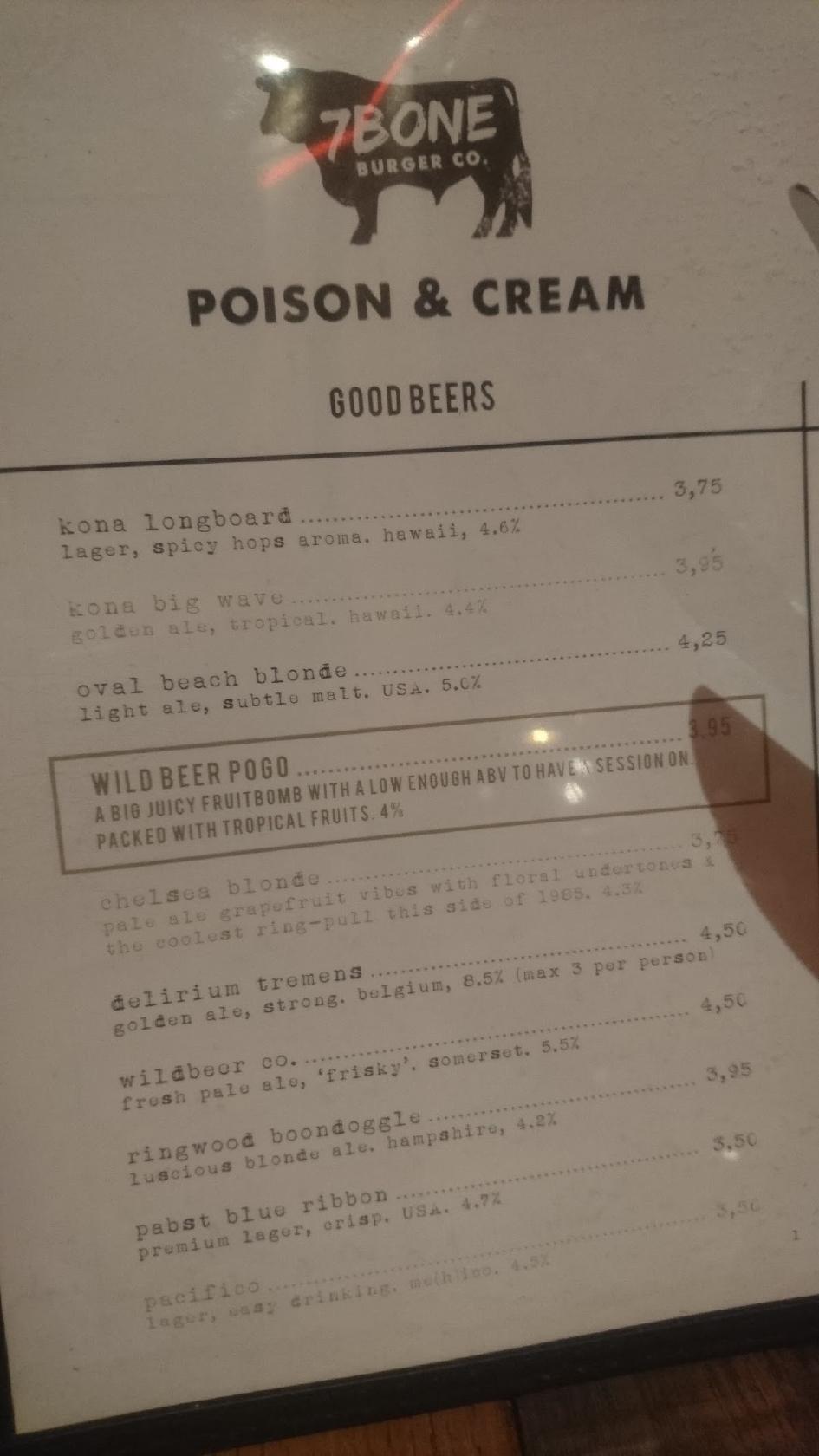 Menu at 7Bone Burger Co. Portsmouth restaurant, Portsmouth