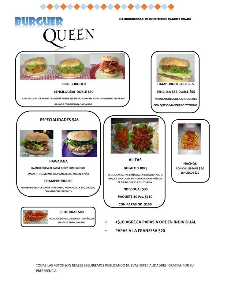Menu at Burguer Queen restaurant, Santa Ana Nextlalpan