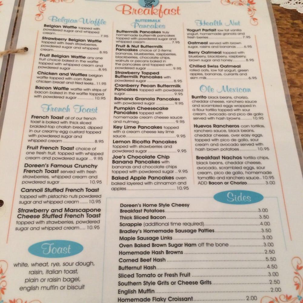 Menu at Doreen's Cup of Joe restaurant, Marco Island