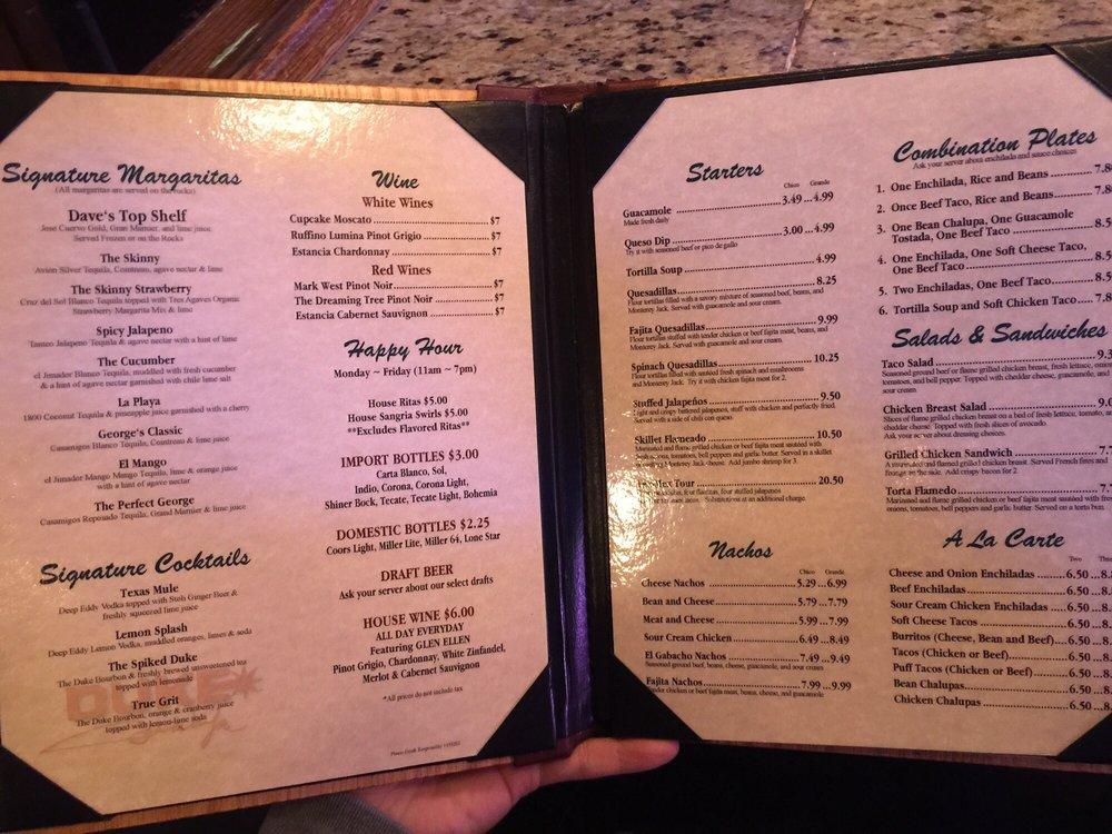 Menu at El Gabacho Tex-Mex Grill restaurant, Arlington