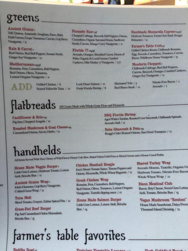Menu at Farmer's Table pub & bar, Boca Raton