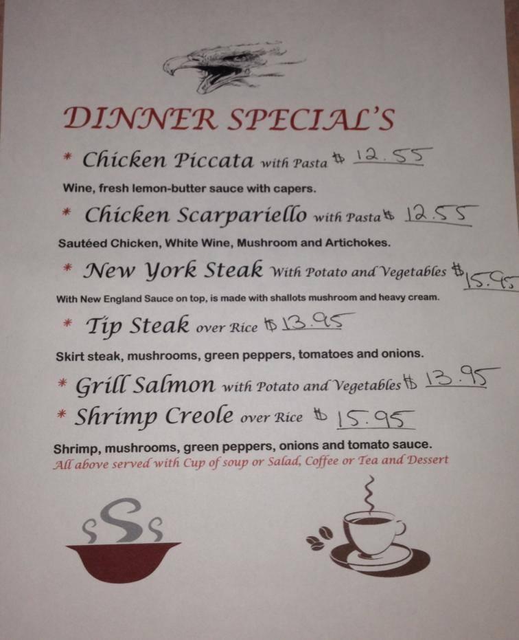 Menu at Golden Eagle II Diner cafe, New York City, 682 Morris Park Ave