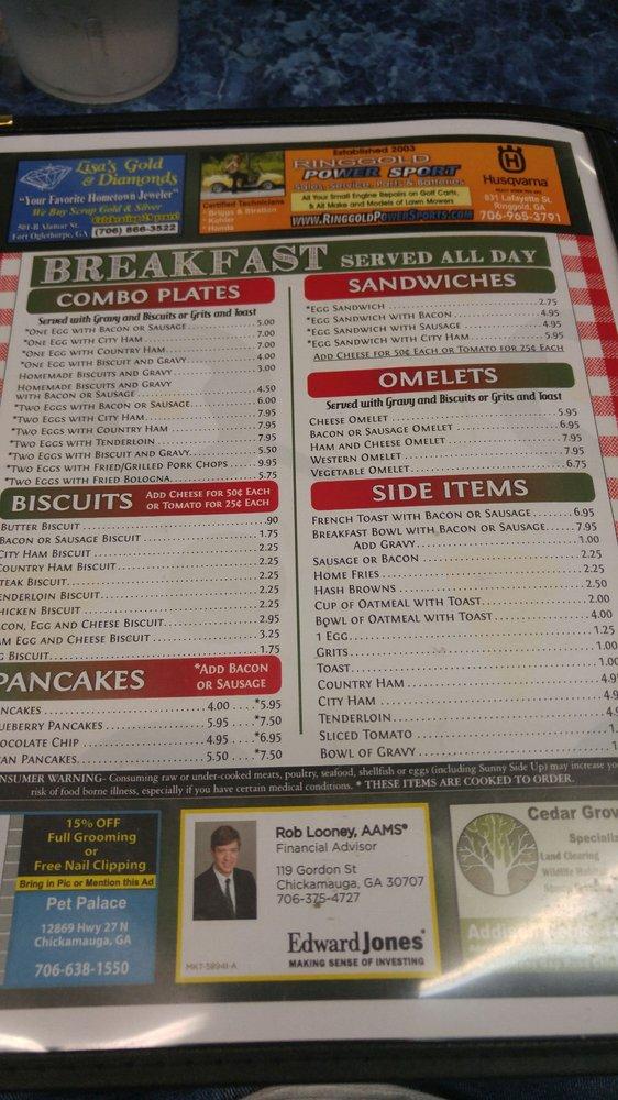 Menu at Greg's Restaurant, Chickamauga