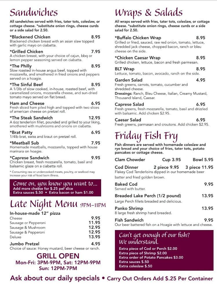 Menu at White Rabbit Bar and Grill, Mequon